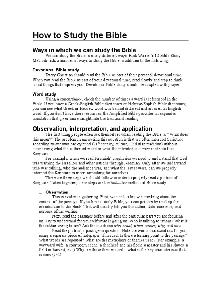 How To Study The Bible | PDF | Bible Study (Christian) | Exegesis