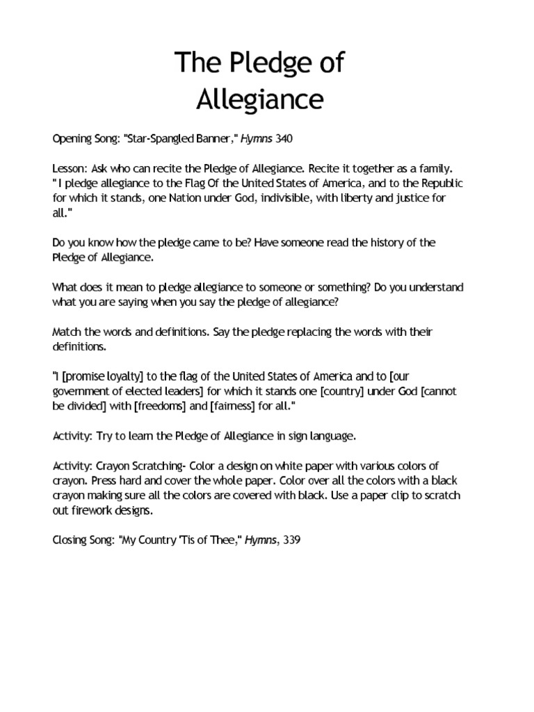 Pledge of Allegiance FHE Lesson | PDF