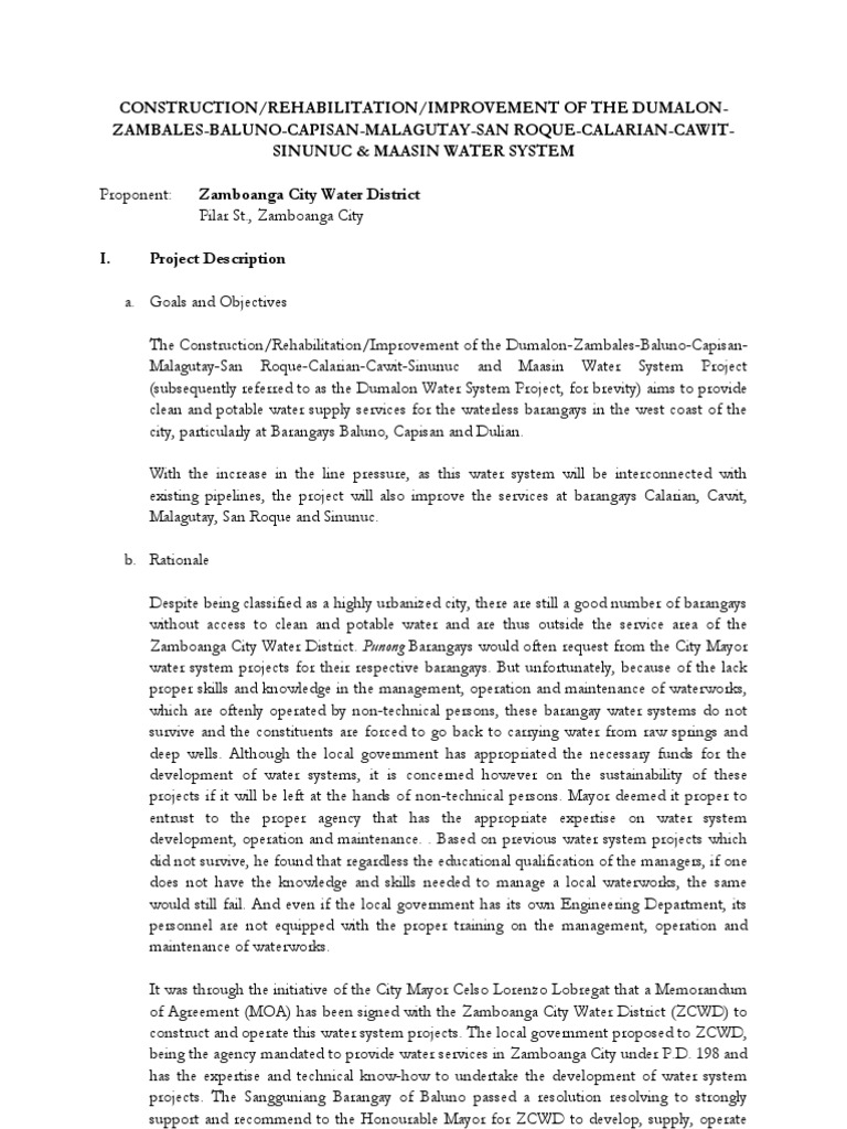 Scoping Report | Water Supply Network | Water Supply