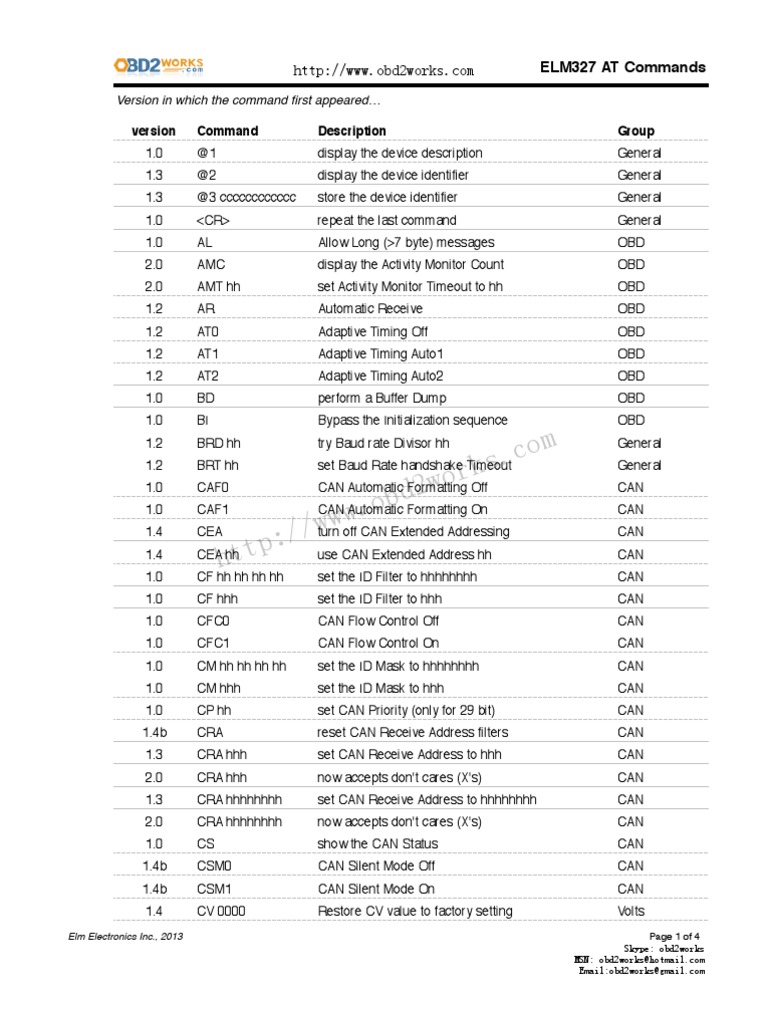 ELM327 at Commands | PDF | Electronics | Computer Architecture