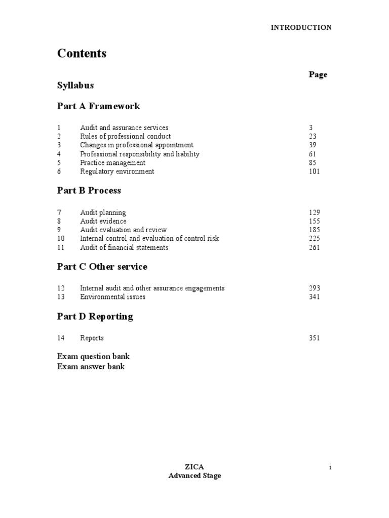 ZICA Manual - Syllabus | PDF | Internal Audit | Audit