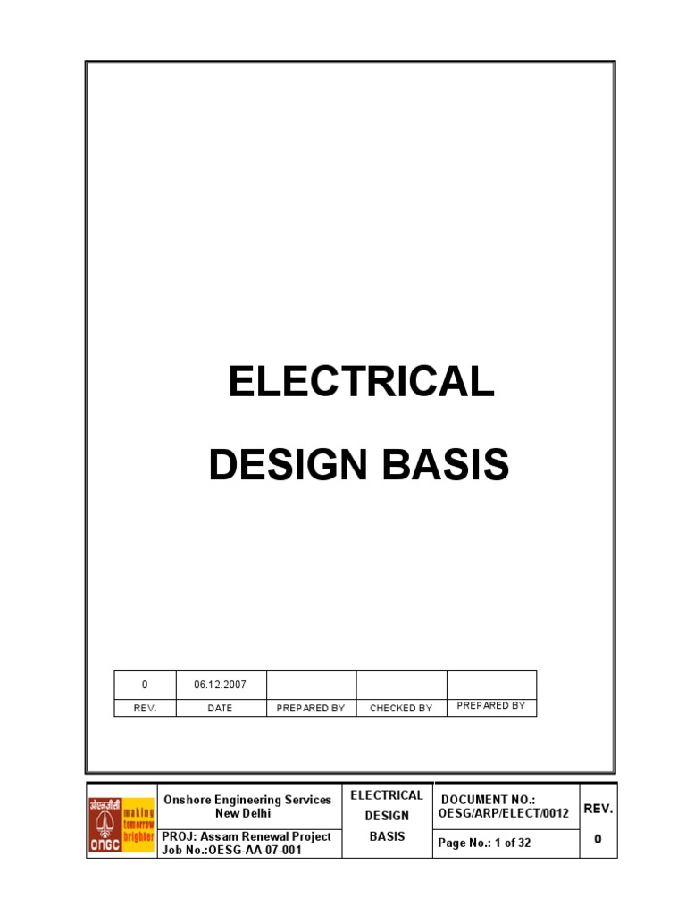 Electrical Design Basis for Assam Project | PDF | Electric Power ...