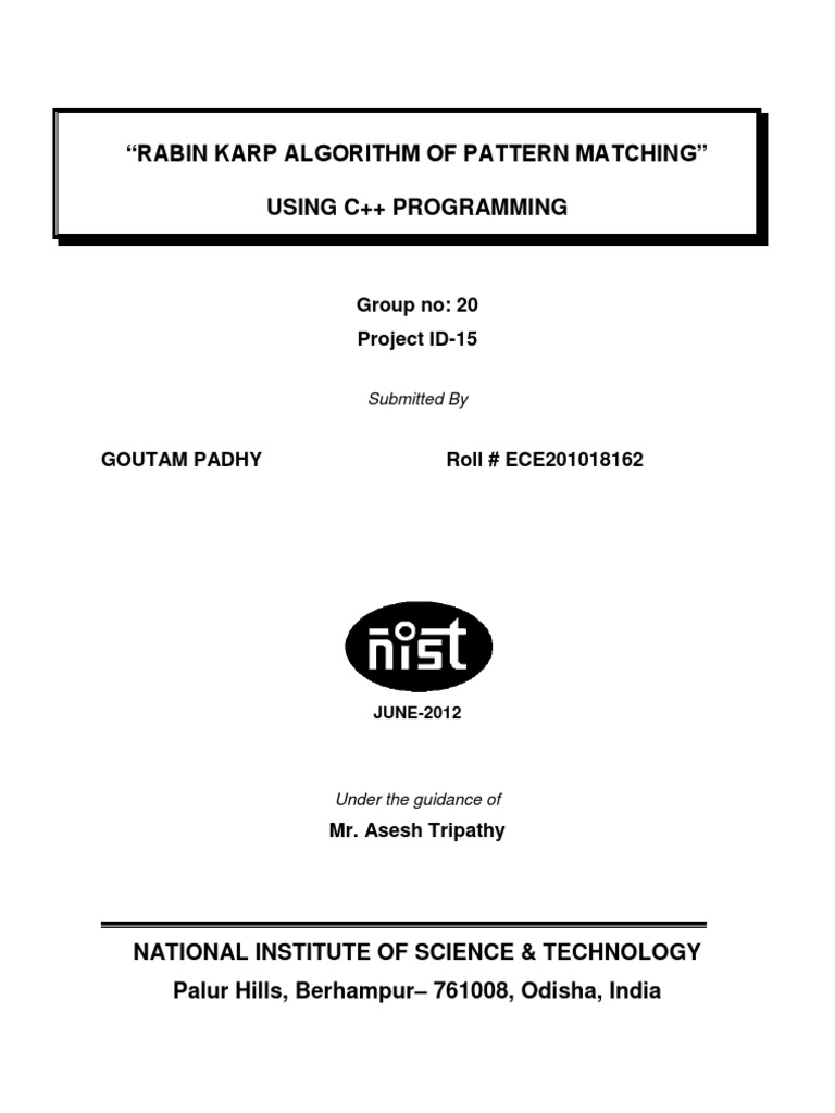 Rabin Karp Algorithm of Pattern Matching (Goutam Padhy) | PDF ...