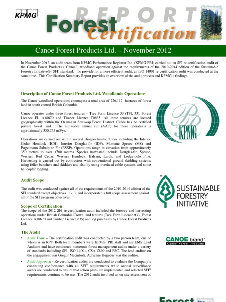 Canoe FP 2012 SF I Audit | PDF | Forestry | Audit