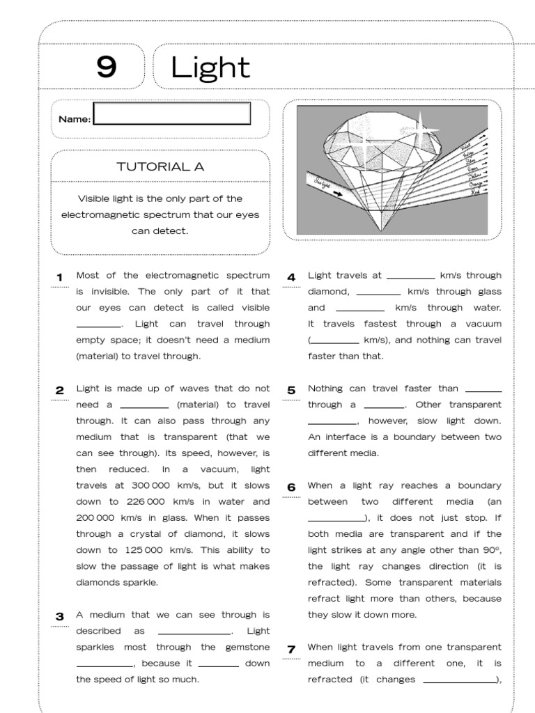 Light Worksheet | PDF | Light | Color
