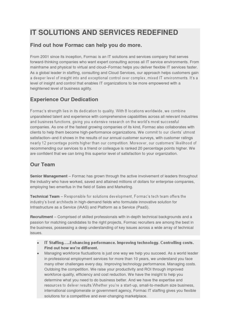 It Solutions and Services Redefined | PDF | Strategic Management | Audit