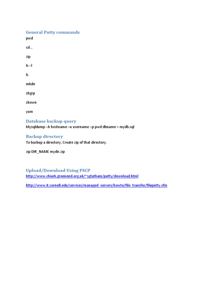 General Putty Commands | PDF