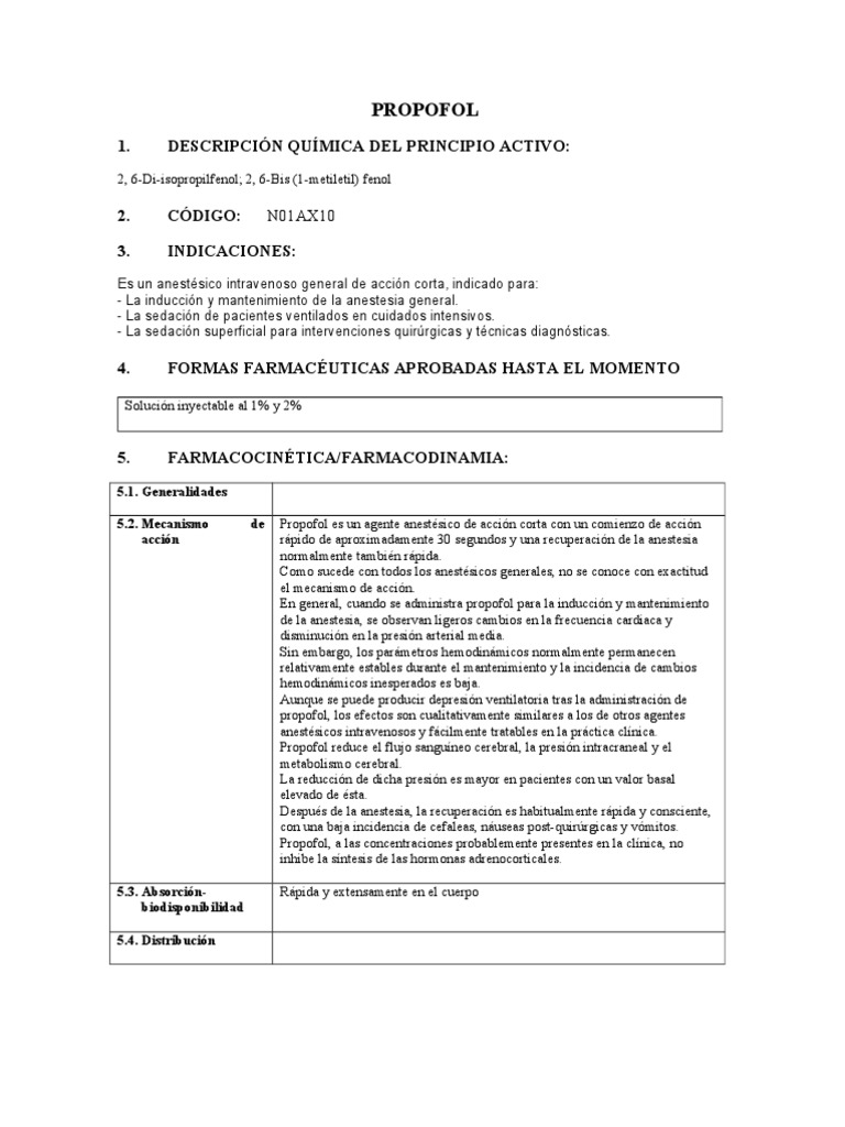 Propofol | PDF | Terapia intravenosa | Anestesia