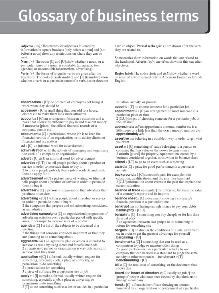 Business Terms Glossary | PDF | Employment | Retail