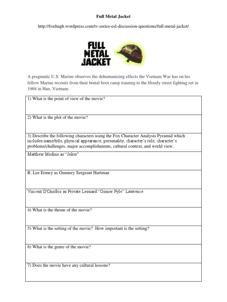 Full Metal Jacket Worksheet | PDF