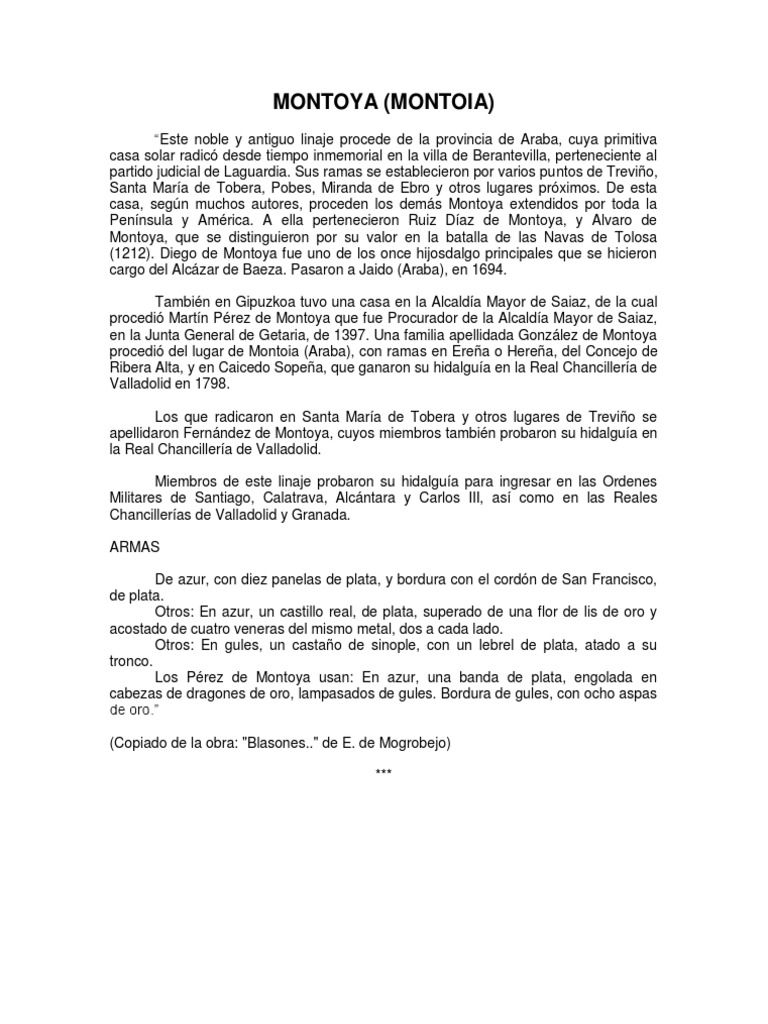 Origen y significado del apellido Montoya | PDF | Colombia