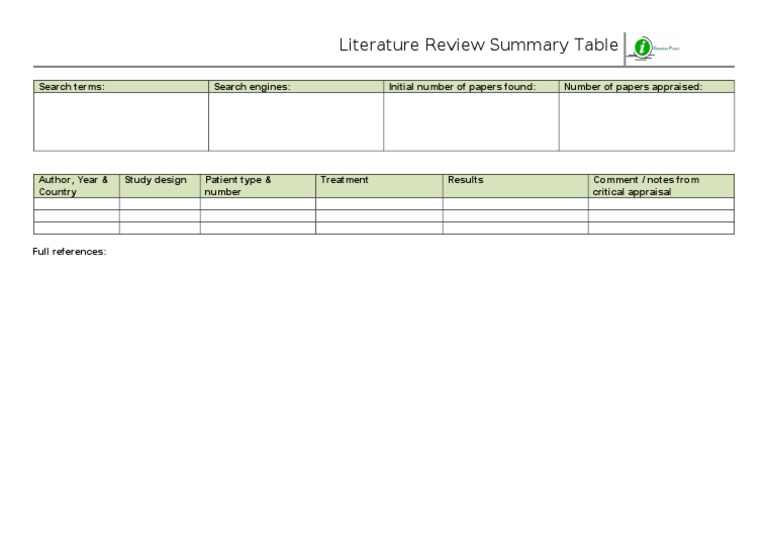 Literature Review Summary Table | PDF | Career & Growth
