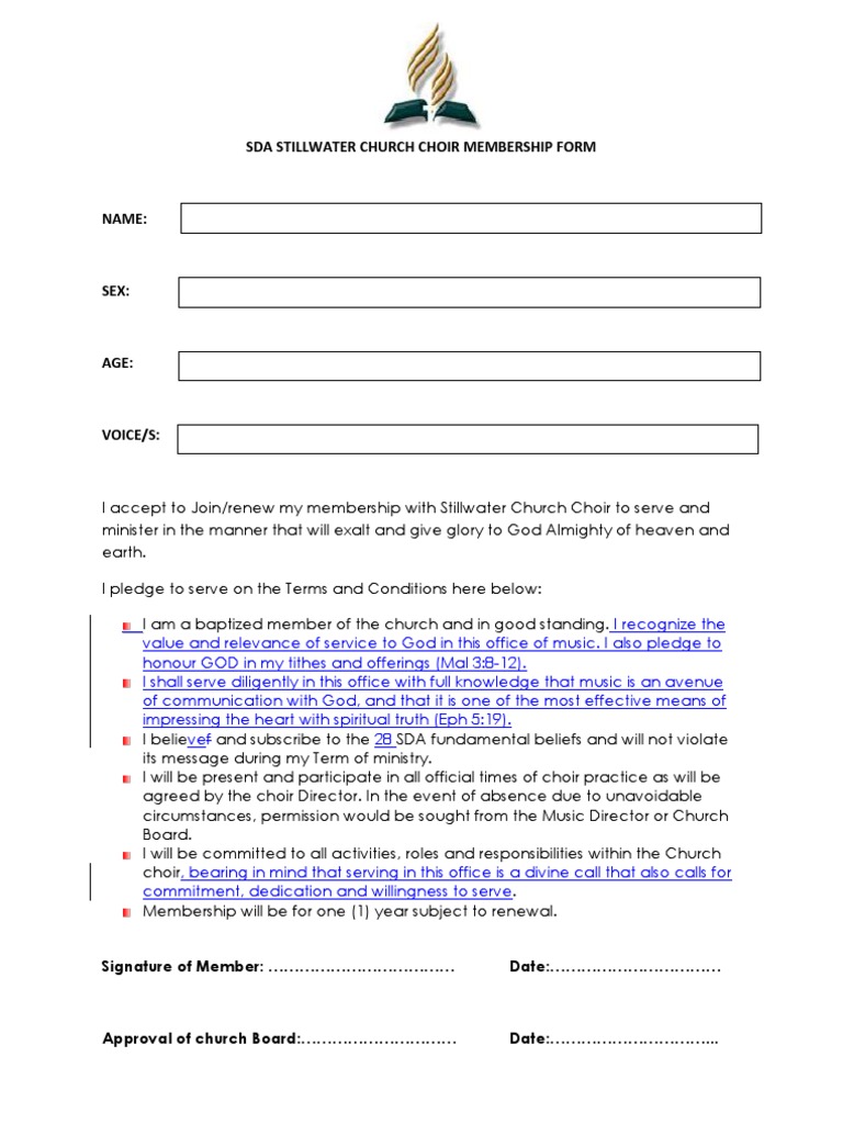 SWC Choir Membership Form 2013 | PDF