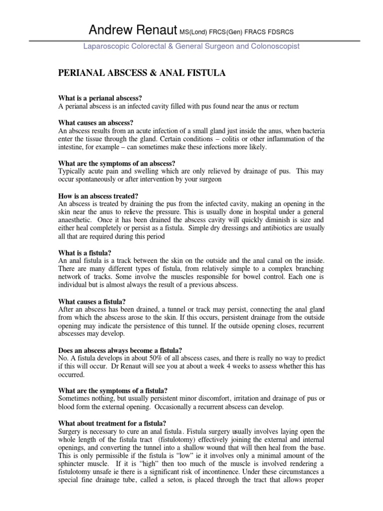 Perianal Abscess and Fistula Guide | PDF | Clinical Medicine | Medical ...