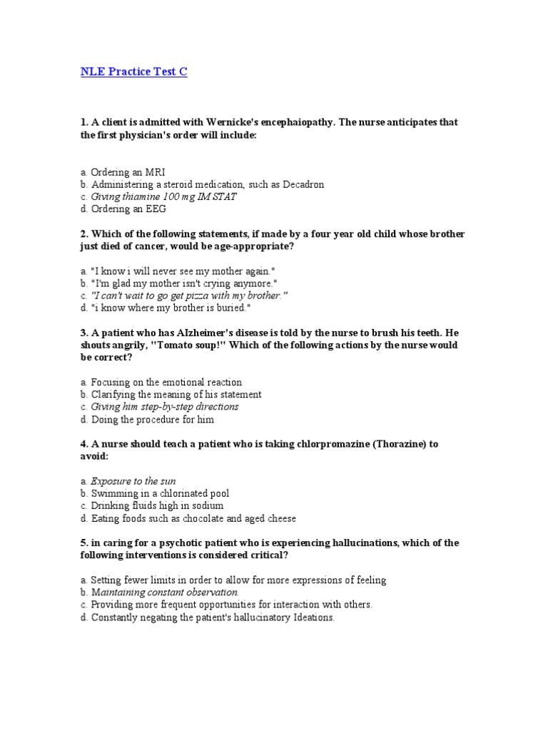 Nle Practice Test C | Download Free PDF | Sexual Intercourse ...