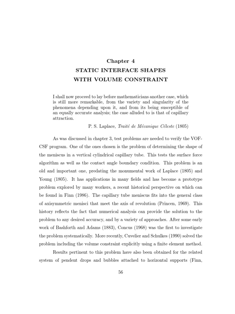 Static Interface Shapes With Volume Constraint: Edem Ecanique C Eleste ...