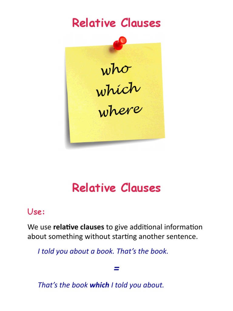 Relative Clauses Pre-Intermediate | PDF | Language Arts & Discipline ...