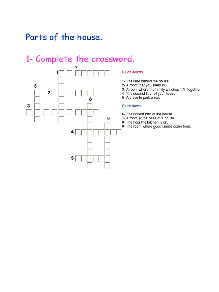 House Parts Crossword Puzzle Guide | PDF | Language Arts & Discipline