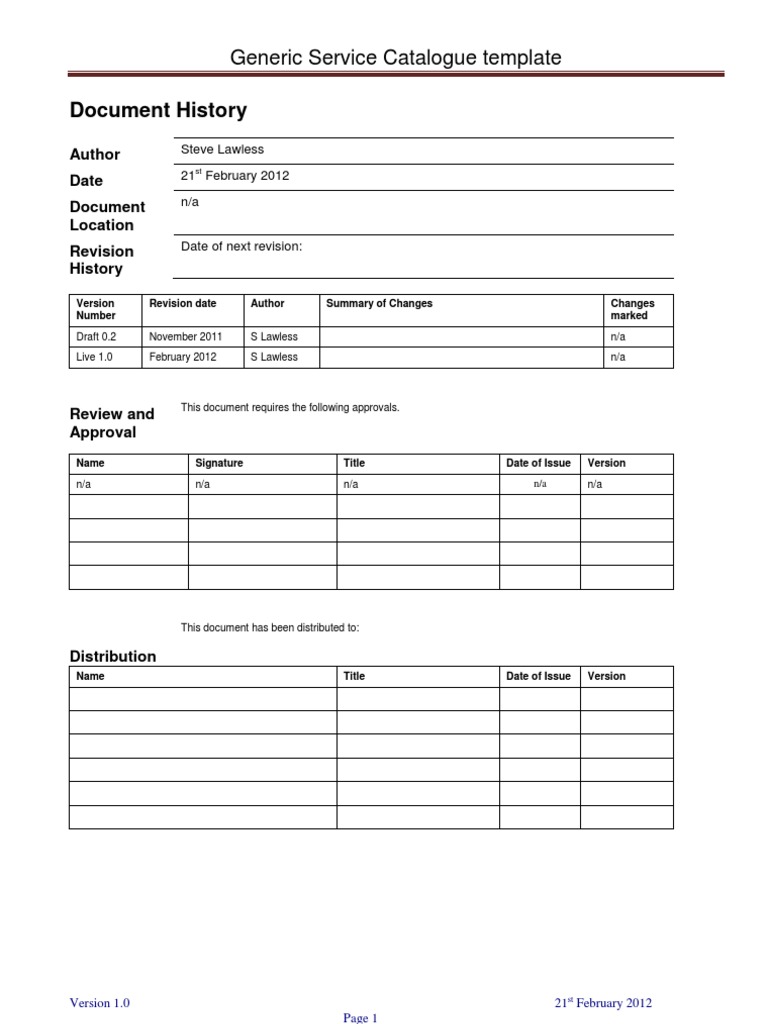 Generic IT Service Catalogue Template | PDF | Service Level Agreement ...