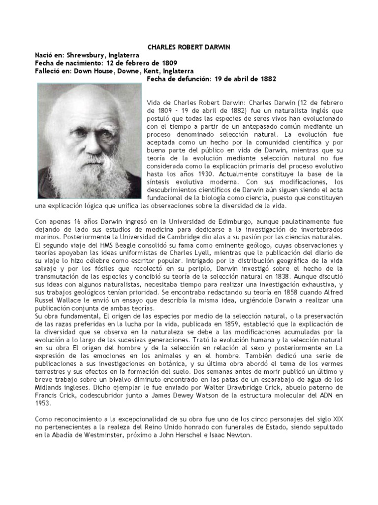 Charles Robert Darwin | PDF | Charles Darwin | Evolución
