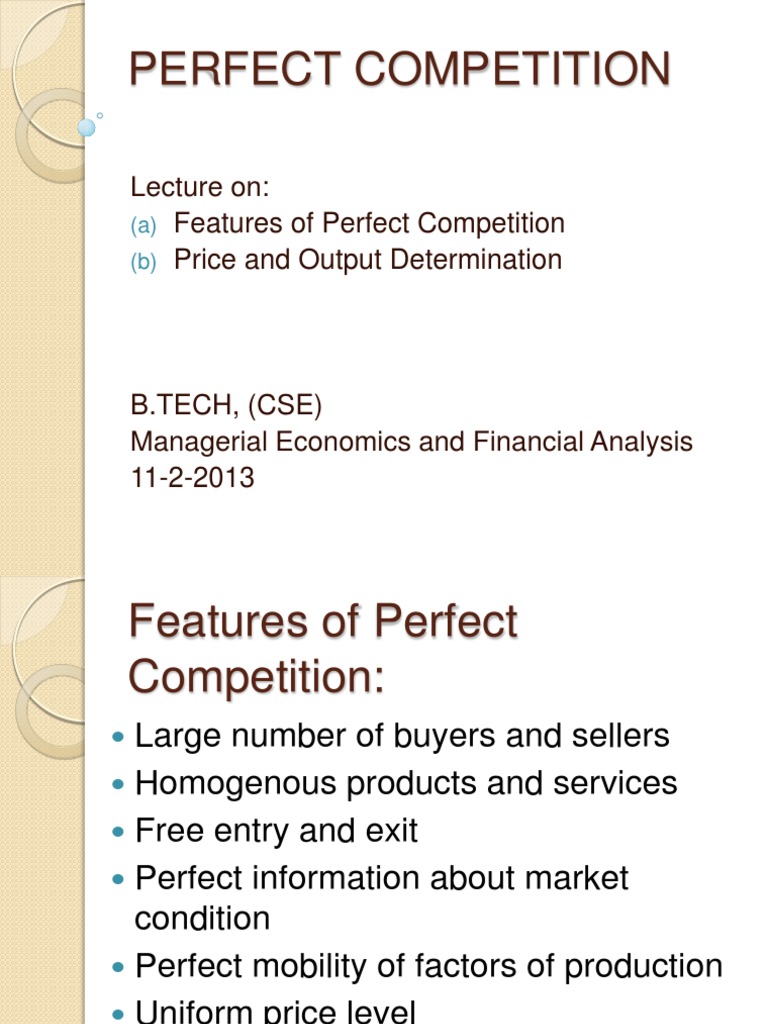 Perfect Competition Market | PDF