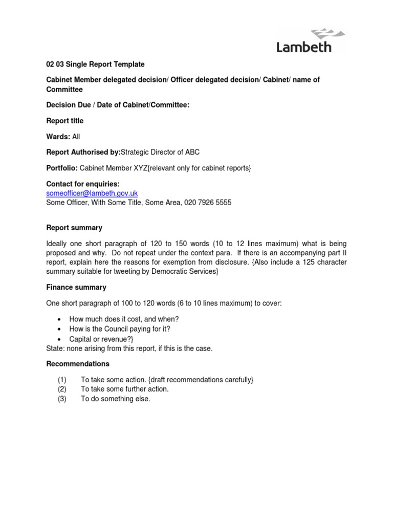 02 03 Single Report Template Final Draft 130808 | PDF | Environmental ...