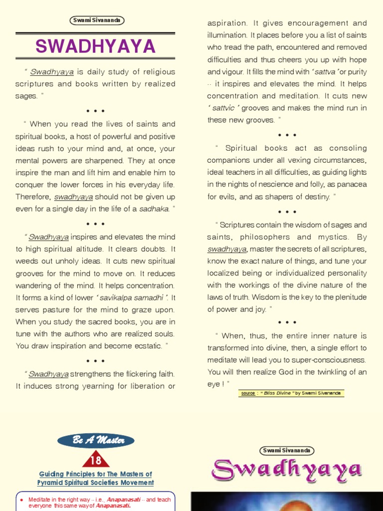 Swadhyaya | PDF | Spirituality | Meditation