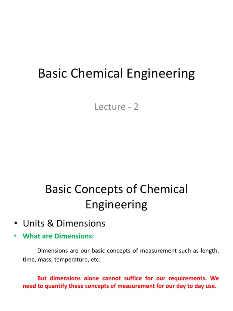 Units and Dimension in Chemical Engineering | PDF | Units Of ...
