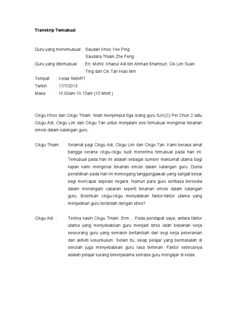 Transkrip Temubual Latest | PDF