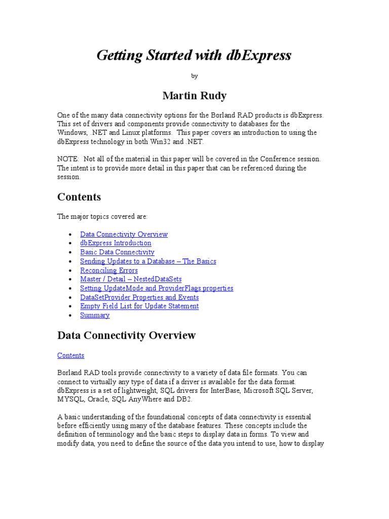 Dbexpress Tutorial | PDF | Databases | Sql