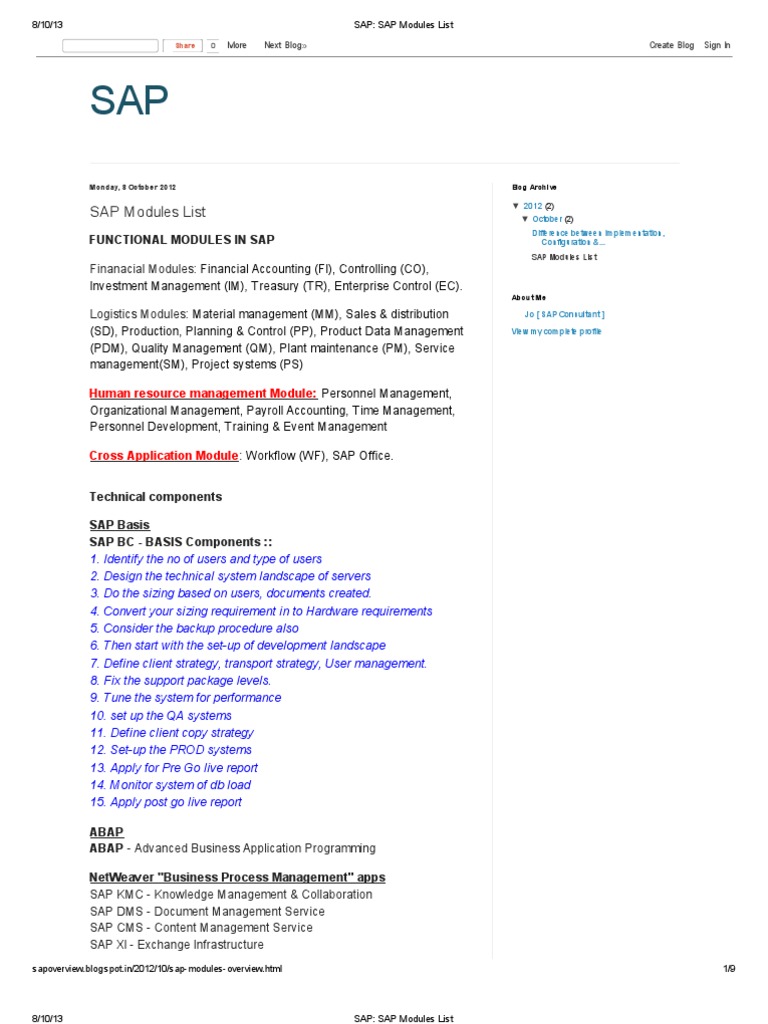 SAP Modules Overview | PDF | Sap Se | Supply Chain Management