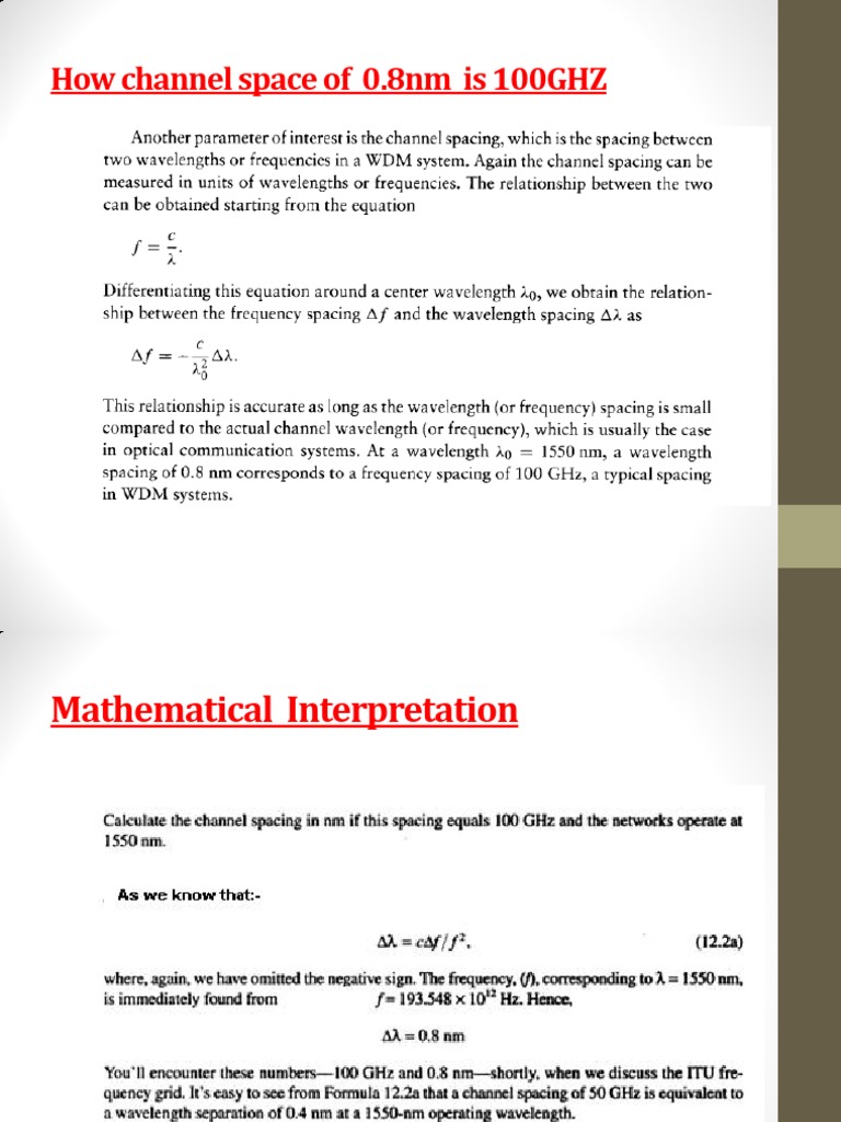 Relation Between DWDM Channel Spacing and Wavelength | PDF | Science ...