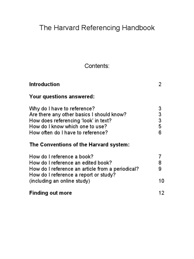 The Harvard Referencing Handbook: Contents | PDF | Ellipsis | Bracket