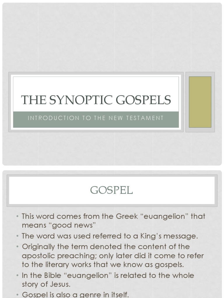 The Synoptic Gospels | PDF | Gospels | Gospel Of Matthew