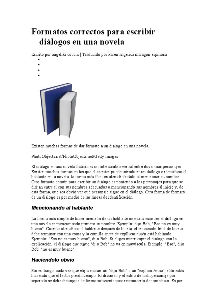 Formatos Correctos para Escribir Diálogos en Una Novela | PDF ...