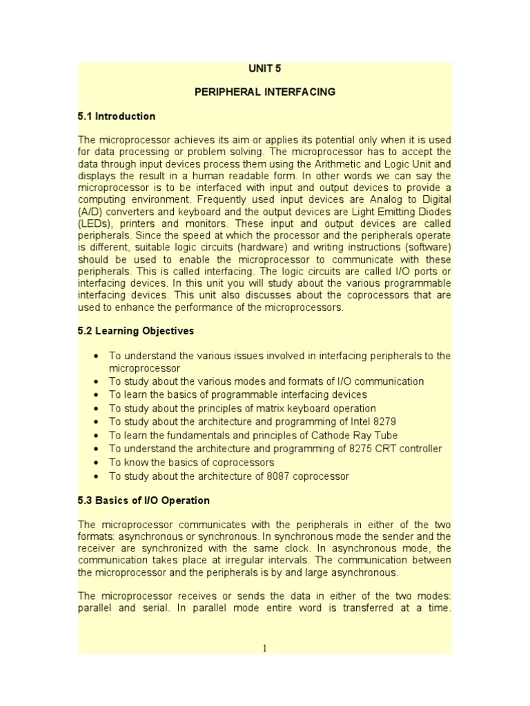 Unit V Peripheral Interfacing | Download Free PDF | Central Processing ... Unit V Peripheral Interfacing | Download Free PDF | Central Processing ...