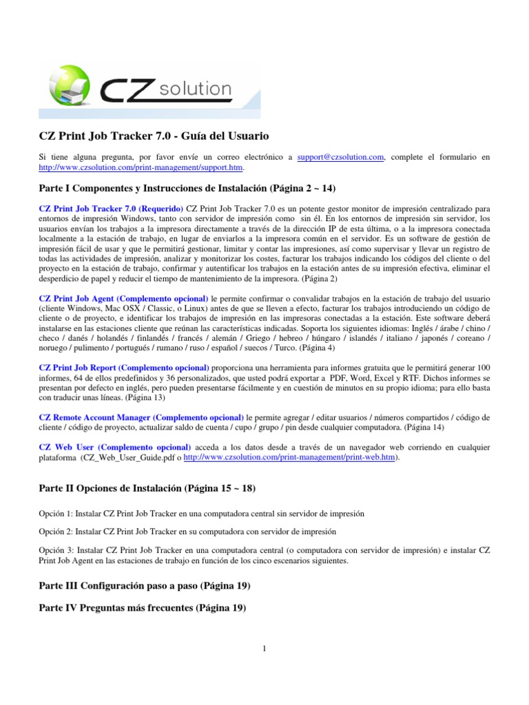 CZ Print Job Tracker - User Guide Spanish | PDF | Mac OS | Cortafuegos ...