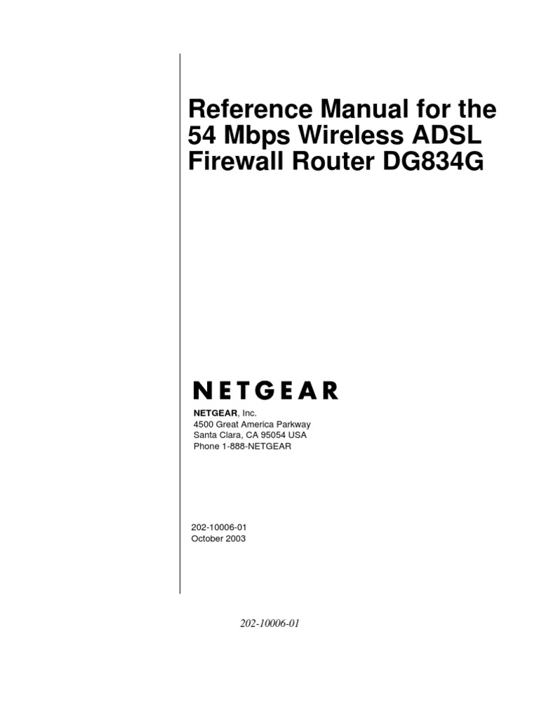 DG834G Reference Manual | PDF | Computer Network | Ip Address