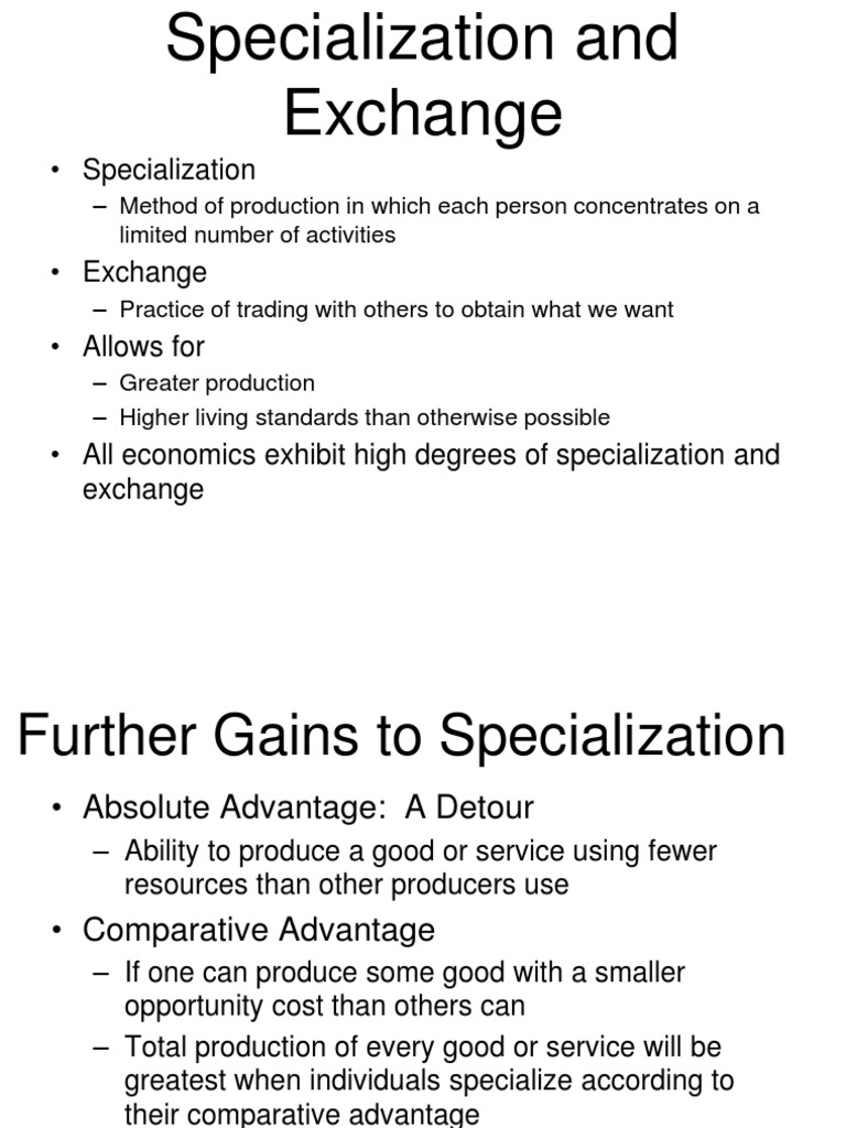 Specialization and Exchange in Economics | PDF | Economic System ...
