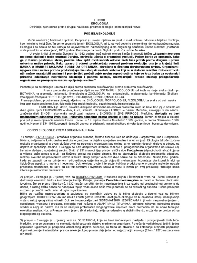 Ekologija Ispit | PDF
