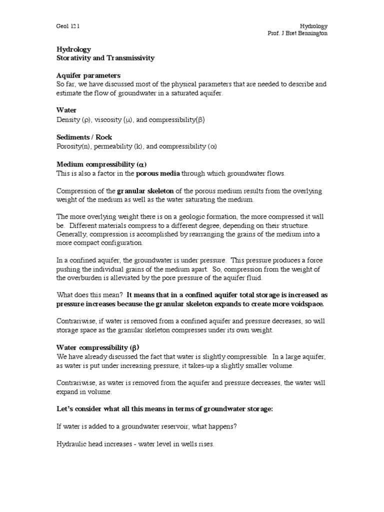 Storativity Transmissivity | PDF | Aquifer | Groundwater