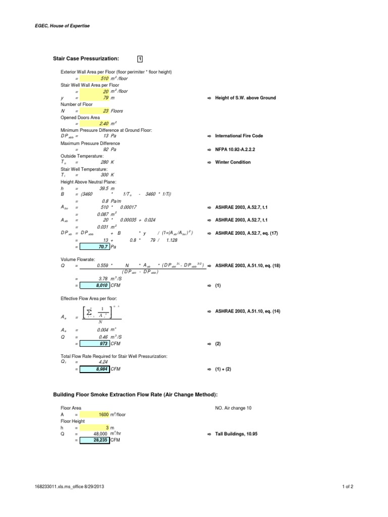 Stairwell Pressurization Calculation Guide | PDF | Building | Building ...