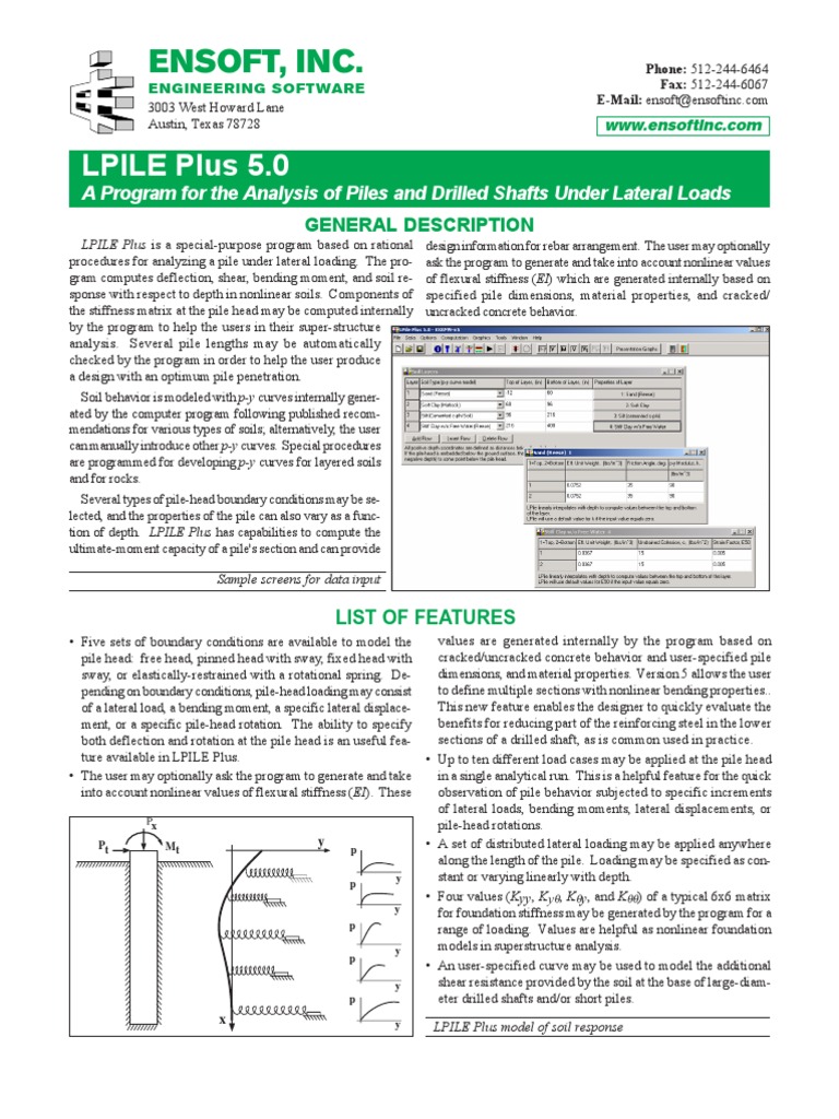 LPILE Plus 5.0: Lateral Load Analysis Software | PDF | Deep Foundation ...