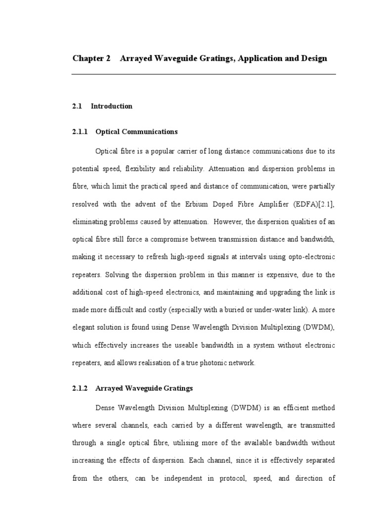 Arrayed Waveguide Gratings in DWDM | PDF | Wavelength Division Multiplexing | Waveguide