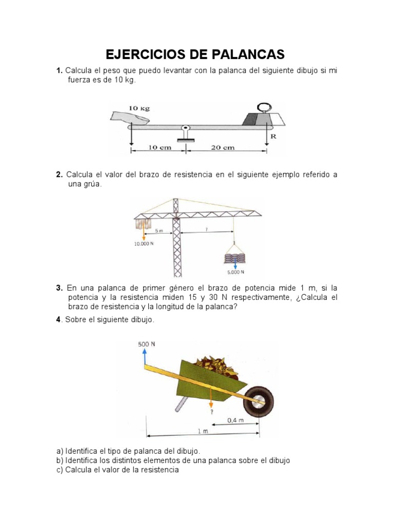 Ejercicios Sobre Palancas y Fuerzas Paralelas | Palanca | Peso del cuerpo humano