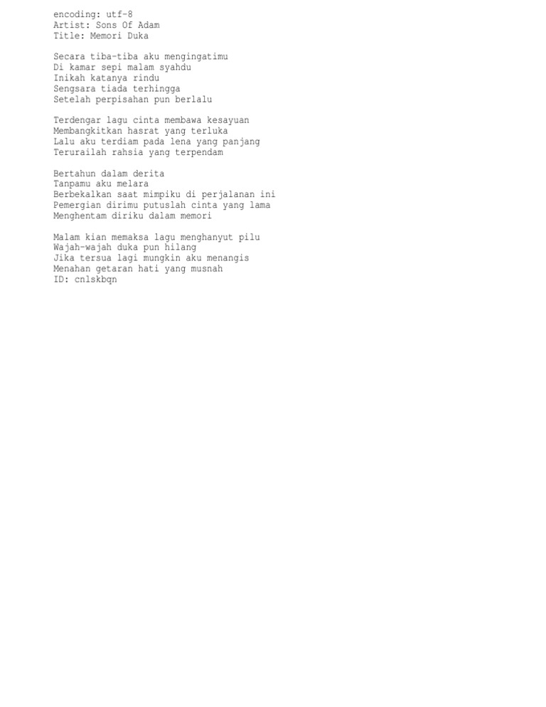 Sons of Adam - Memori Duka | PDF | Puisi