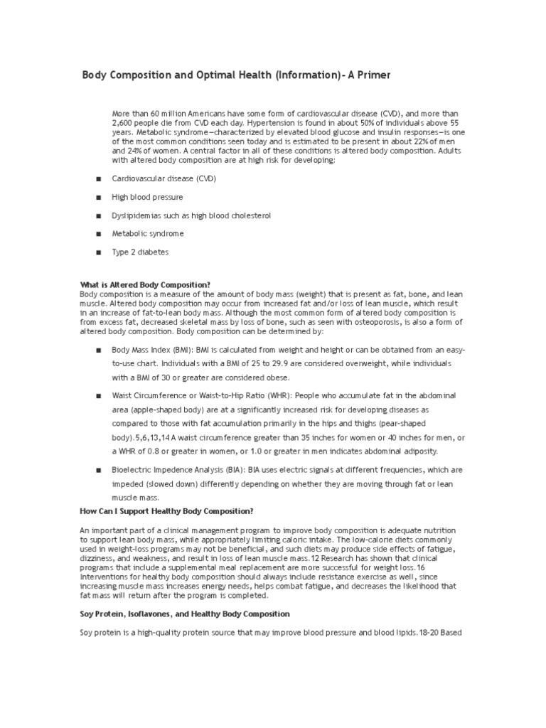 Body Composition and Optimal Health | PDF | Body Mass Index ...