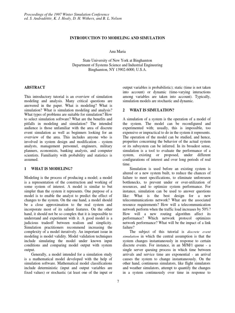 Annu Maria-Introduction To Modelling and Simulation | PDF | Simulation | Conceptual Model