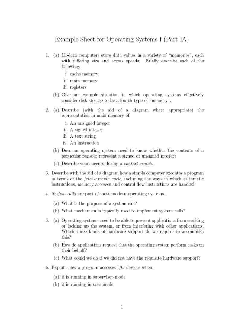 An In-Depth Examination of Operating System Concepts: Memory, Processes, Scheduling, I/O, and ...