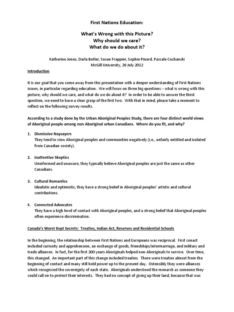 First Nations Issues Handout - Katherine Jones Et Al | PDF | First ...